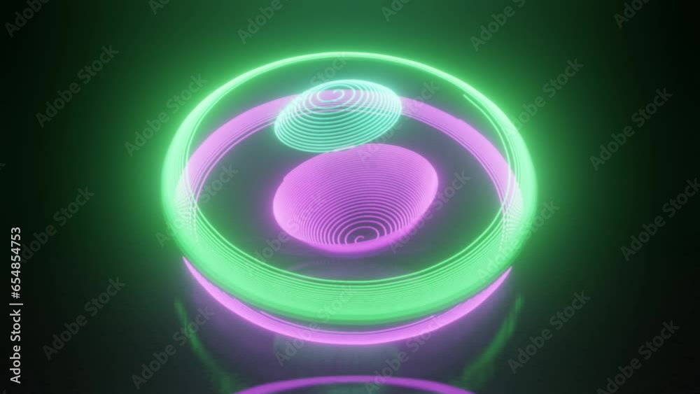 Abstract, looping 3d animation of a multitude of shining threads, lines ...