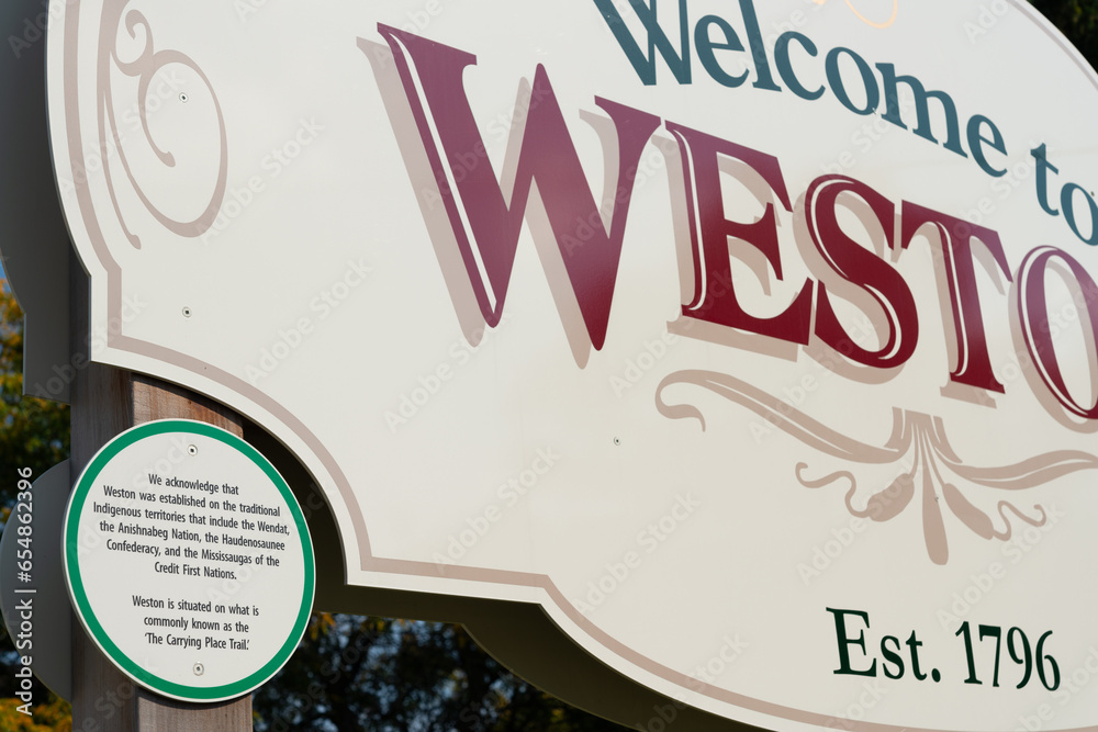 decorative welcome sign to Weston (Ontario, Canada) now part of the ...
