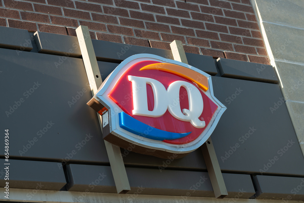 DQ sign on the exterior of a building Stock Photo | Adobe Stock