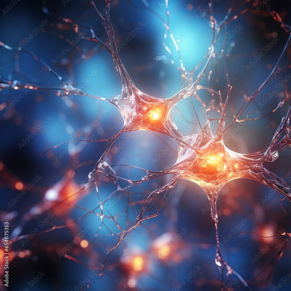 Human nerve cells in macro close-up, ai generated Stock Illustration ...