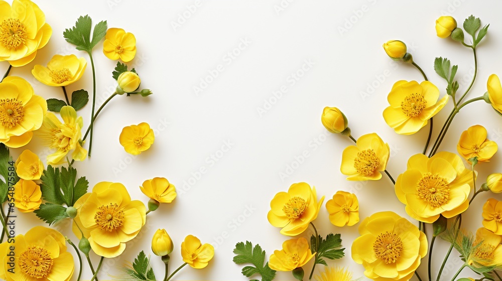 yellow buttercup corner border on large white background Stock Illustration | Adobe Stock