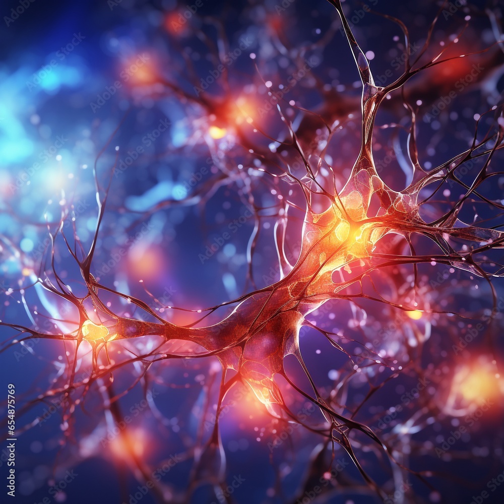Human nerve cells in macro close-up, ai generated Stock Illustration ...