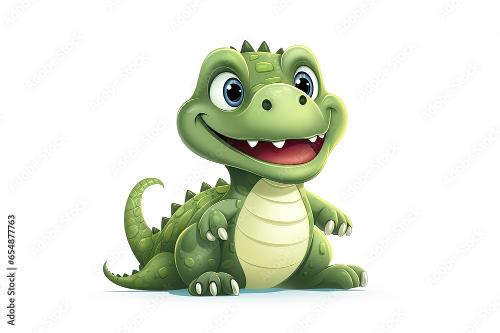 A cute cartoon alligator sitting with its mouth wide open created with ...