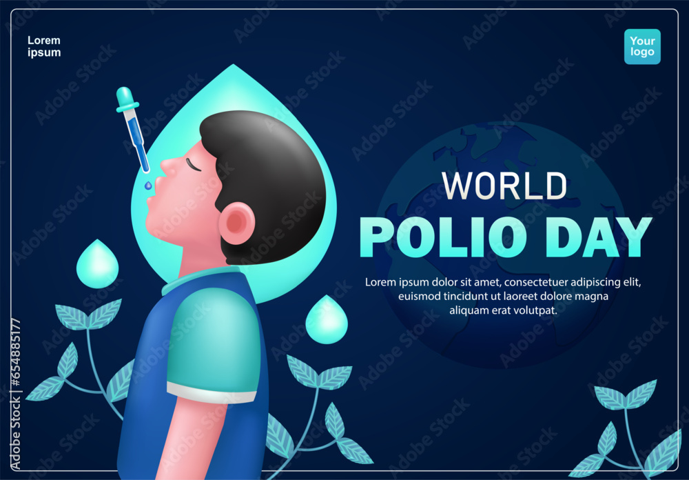 World Polio Day. Boy receiving oral polio vaccine. 3d vector, suitable ...