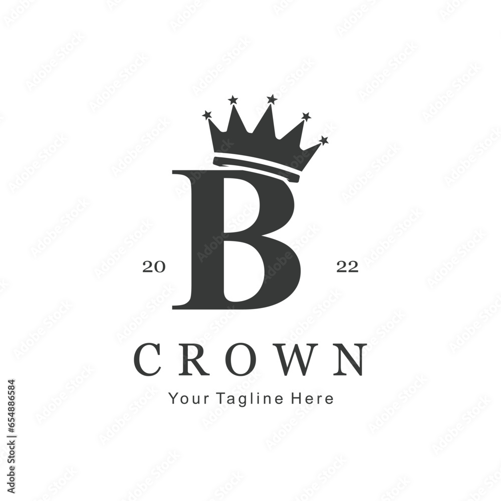 Crown Logo On Letter B Template. Crown Logo On B Letter, Initial Crown ...
