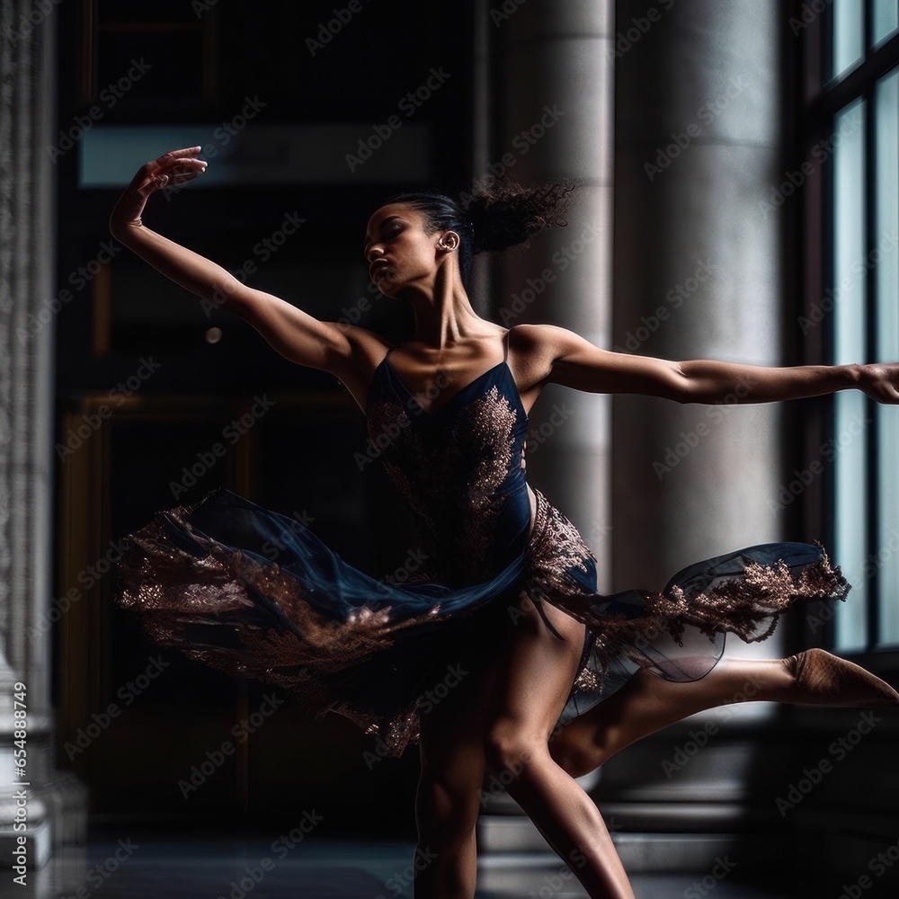 Beautiful African girl wearing colorful dress outfit does a dramatic ...