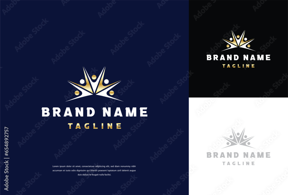 Abstract People Logo. Blue Rounded Line Linked Human Icon Infinity ...