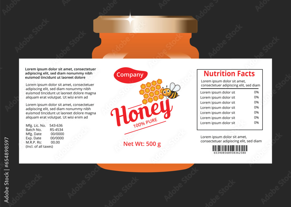 Honey jar label design. Label design. Package design for food. Bottle ...
