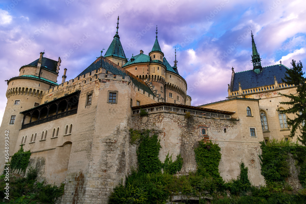 An view of the medieval Bojnice Castle, a UNESCO heritage site in ...