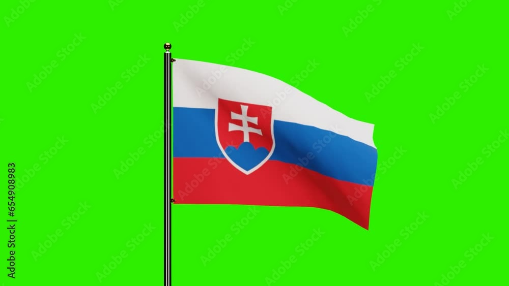 3D Rendered Slovakia National Flag Waving Animation with Realistic Wind ...
