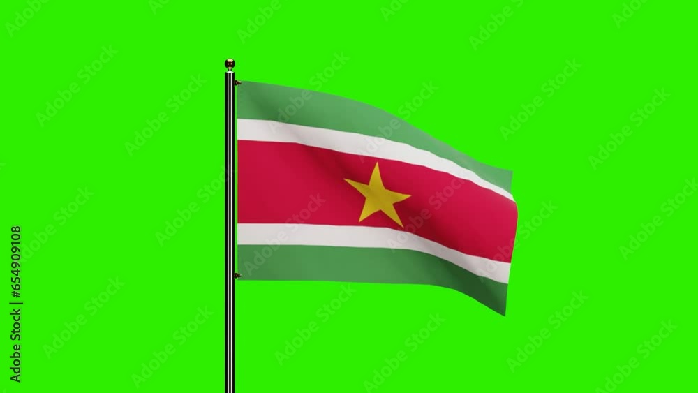 3D Rendered Suriname National Flag Waving Animation with Realistic Wind ...
