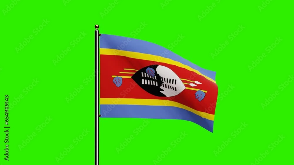 3D Rendered Swaziland National Flag Waving Animation with Realistic ...