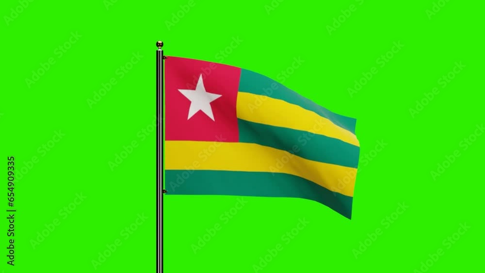 3D Rendered Togo National Flag Waving Animation with Realistic Wind ...