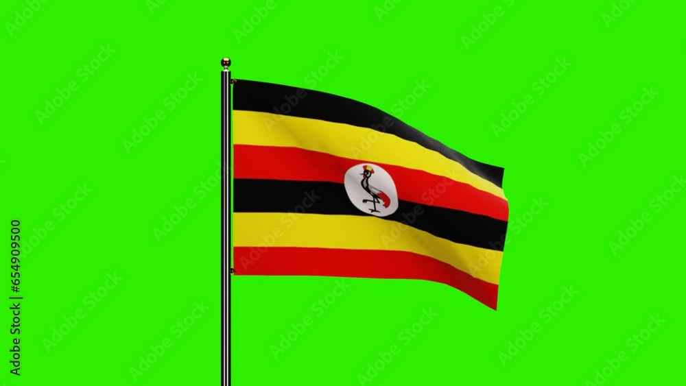 3D Rendered Uganda National Flag Waving Animation with Realistic Wind ...
