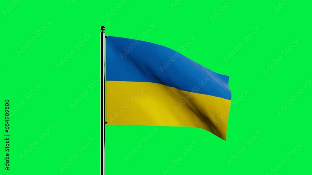 3D Rendered Ukraine National Flag Waving Animation with Realistic Wind ...