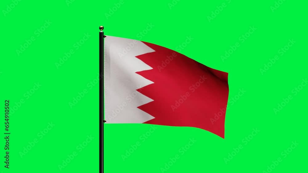 3D Rendered Bahrain National Flag Waving Animation with Realistic Wind ...