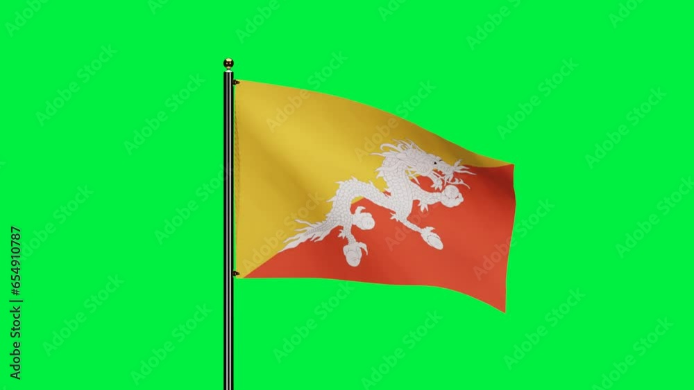 3D Rendered Bhutan National Flag Waving Animation with Realistic Wind ...