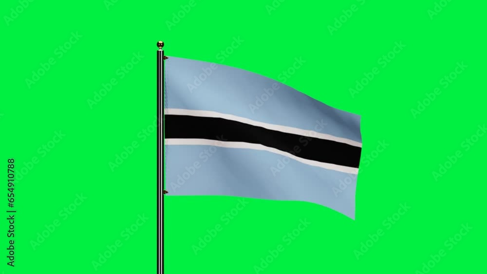 3D Rendered Botswana National Flag Waving Animation with Realistic Wind Motion, National flag of ...