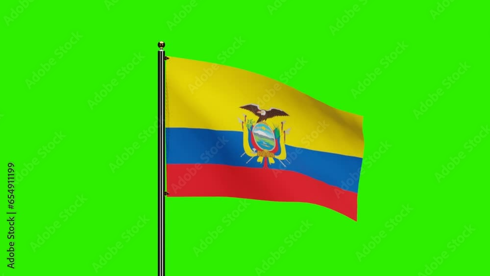 3D Rendered Ecuador National Flag Waving Animation with Realistic Wind ...
