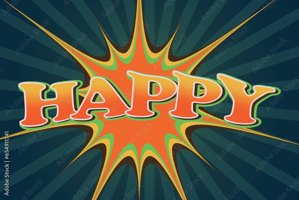 vector happy 3d style text effect logo background design template ...