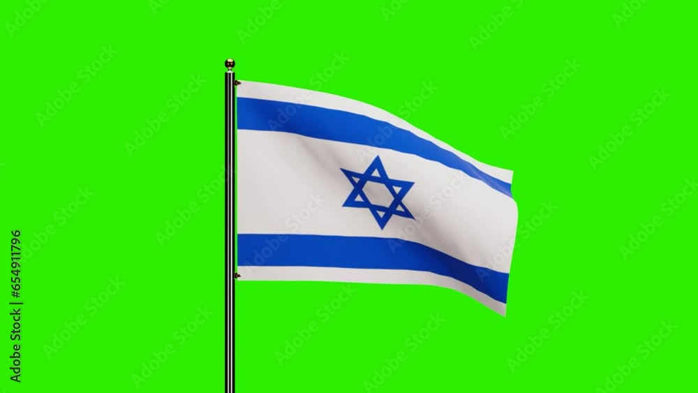 3D Rendered Israel National Flag Waving Animation with Realistic Wind ...