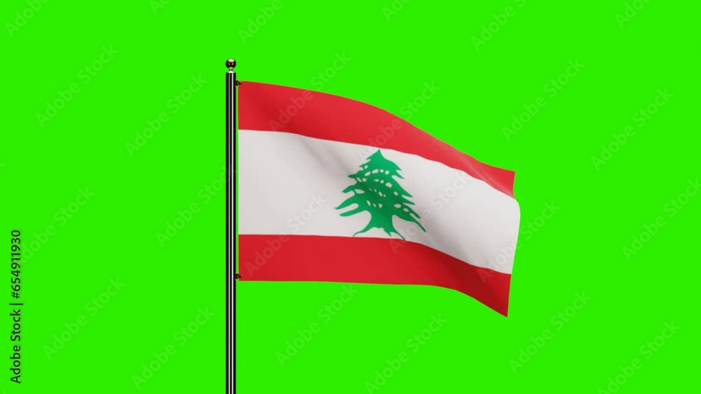 3D Rendered Lebanon National Flag Waving Animation with Realistic Wind ...