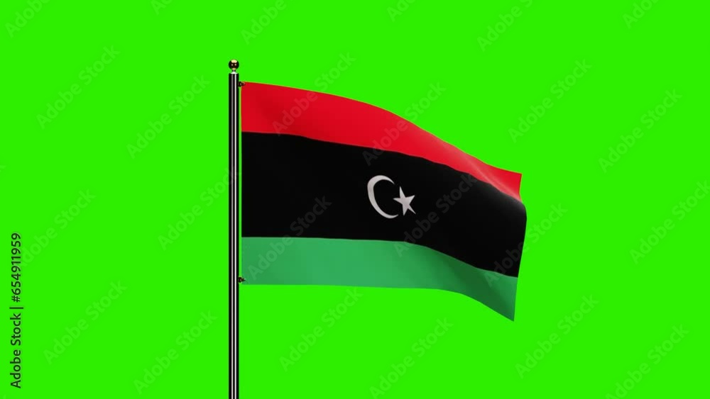 3D Rendered Libya National Flag Waving Animation with Realistic Wind ...