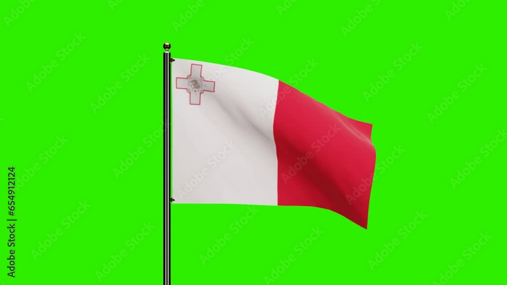 3D Rendered Malta National Flag Waving Animation with Realistic Wind Motion, National flag of ...