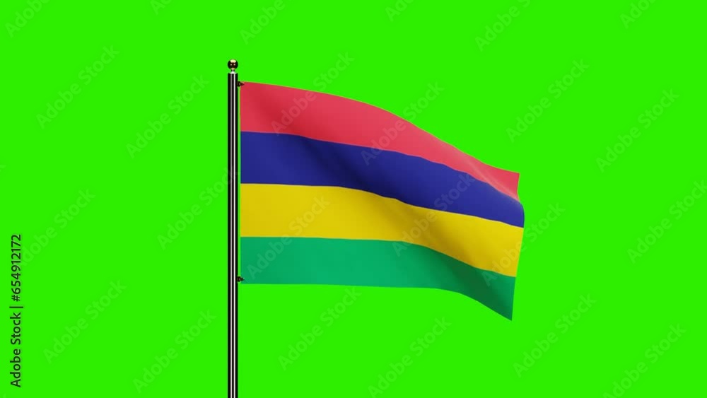 3D Rendered Mauritius National Flag Waving Animation with Realistic ...
