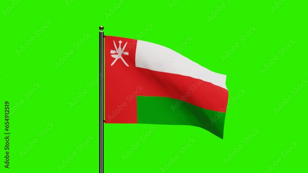 3D Rendered Oman National Flag Waving Animation with Realistic Wind ...