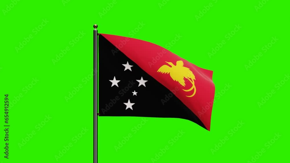 3D Rendered Papua New Guinea National Flag Waving Animation with ...
