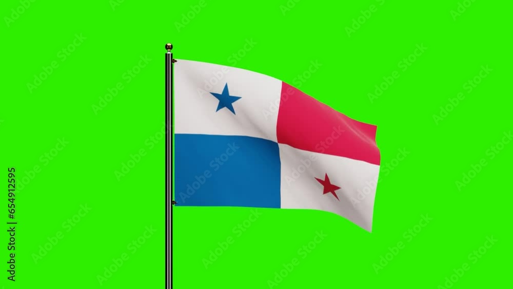 3D Rendered Panama National Flag Waving Animation with Realistic Wind ...