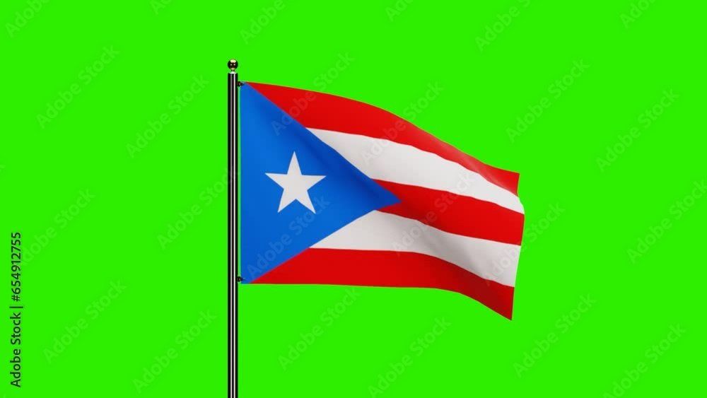 3D Rendered Puerto Rico National Flag Waving Animation with Realistic Wind Motion, National flag ...
