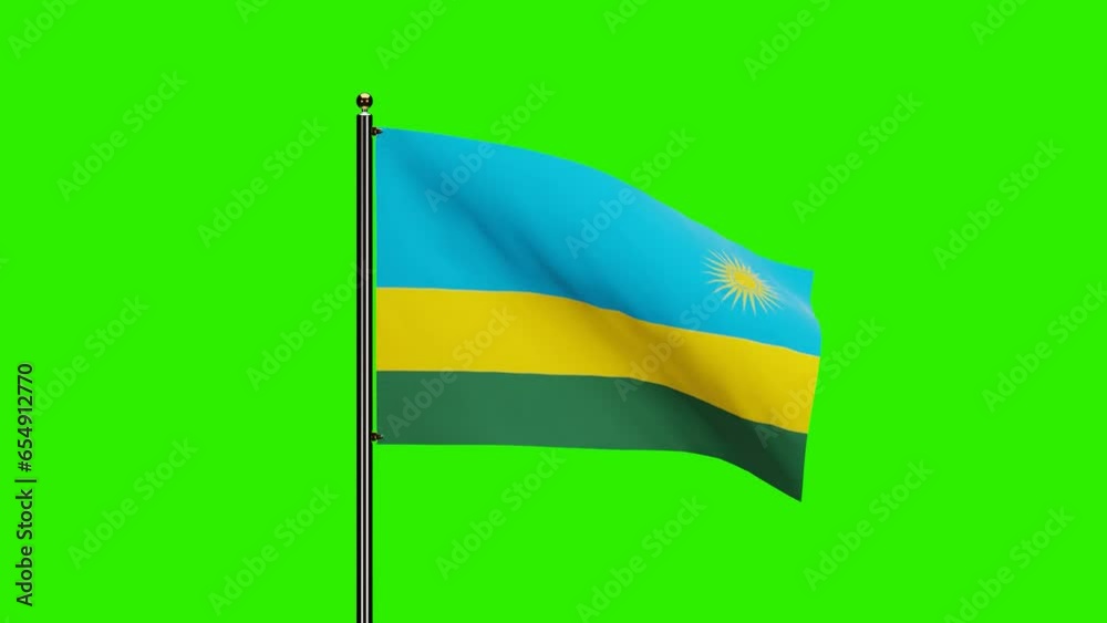 3D Rendered Rwanda National Flag Waving Animation with Realistic Wind ...