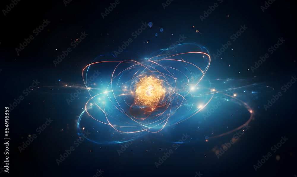 atome avec son nuage d'électrons qui tournent autour selon la mécanique ...