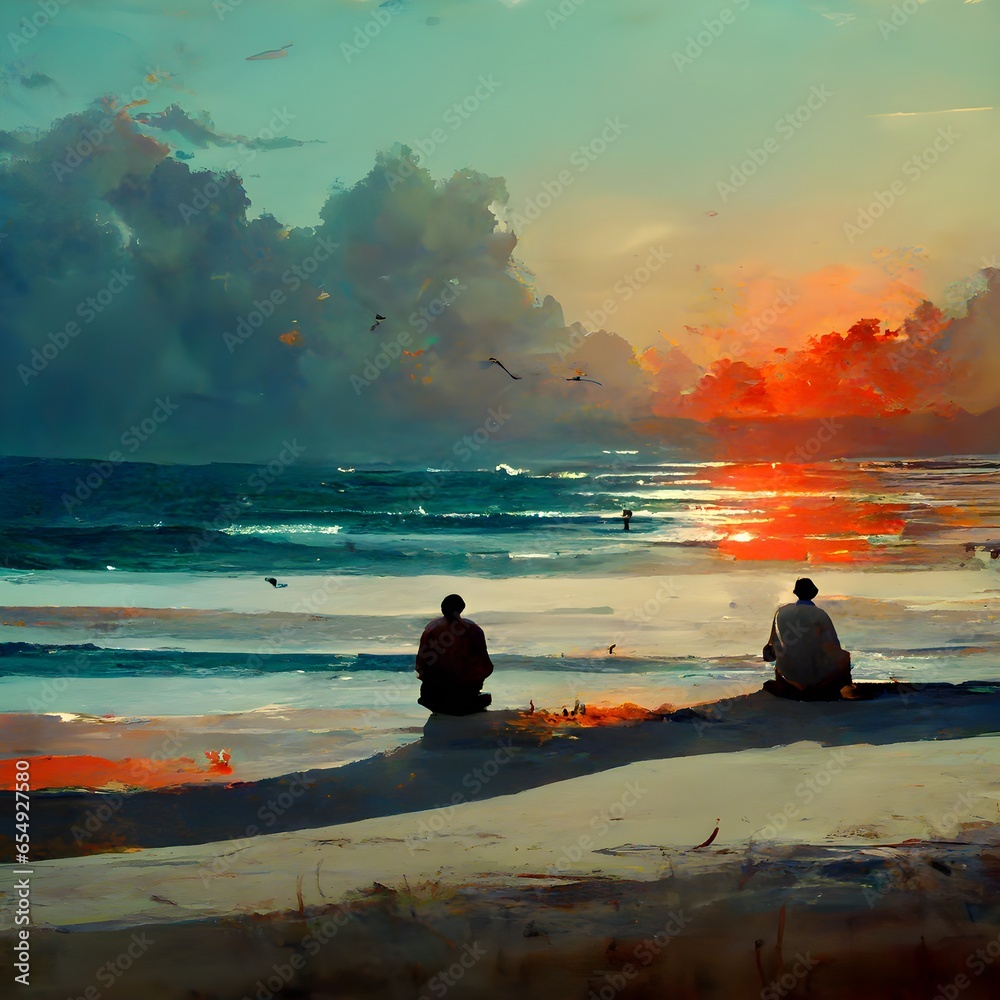 two men love who live happily together on a beach sunset magnificent ...