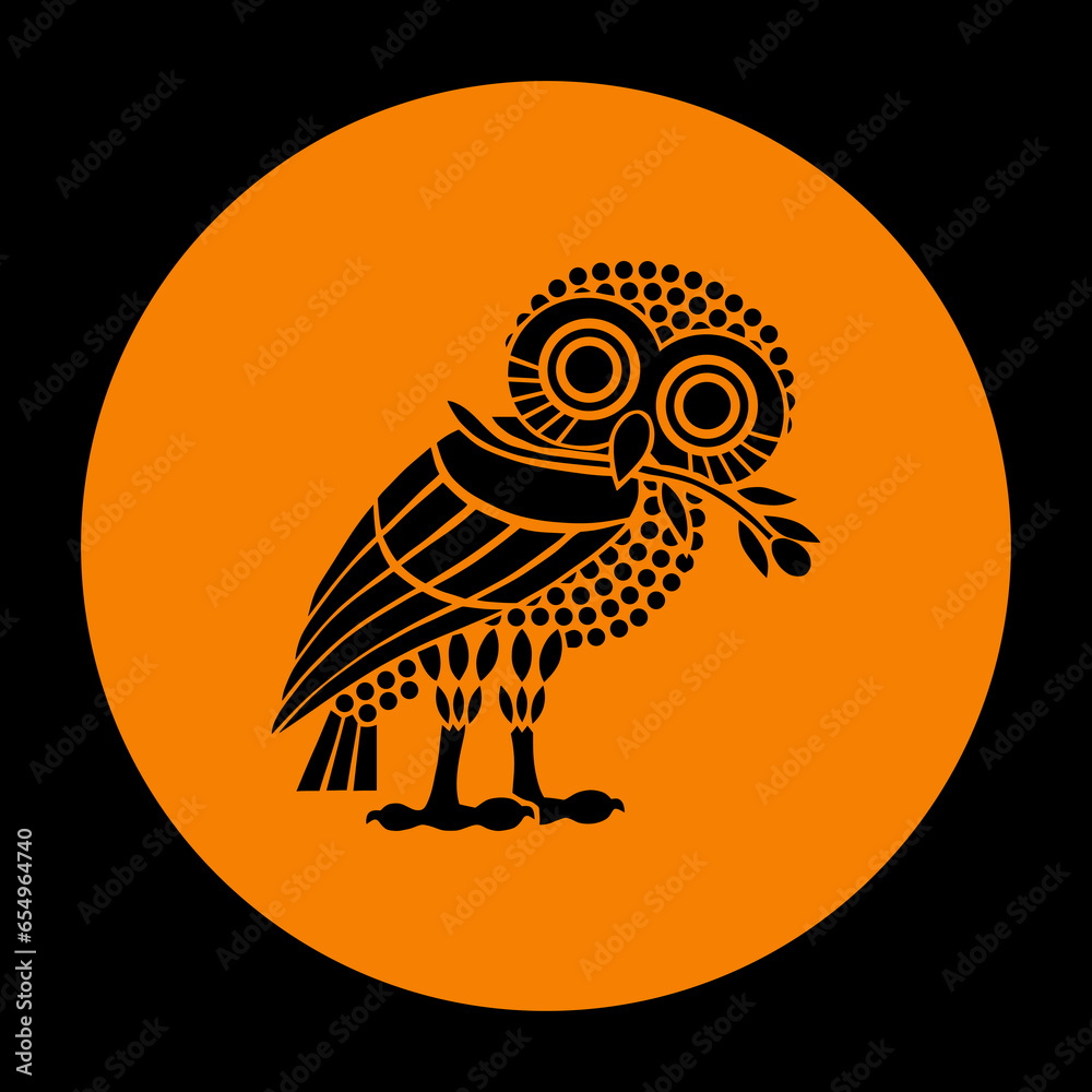 Historical circle badge Ancient flag of Athens polis vector silhouette ...