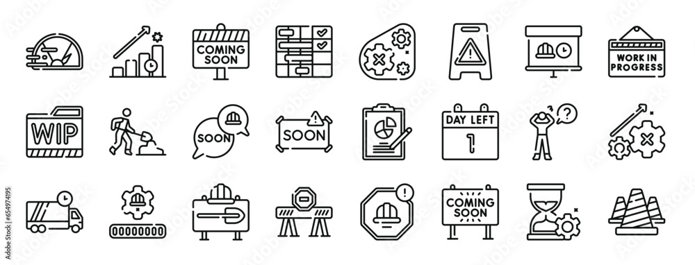 Vecteur Stock set of 24 outline web work in progress icons such as high ...
