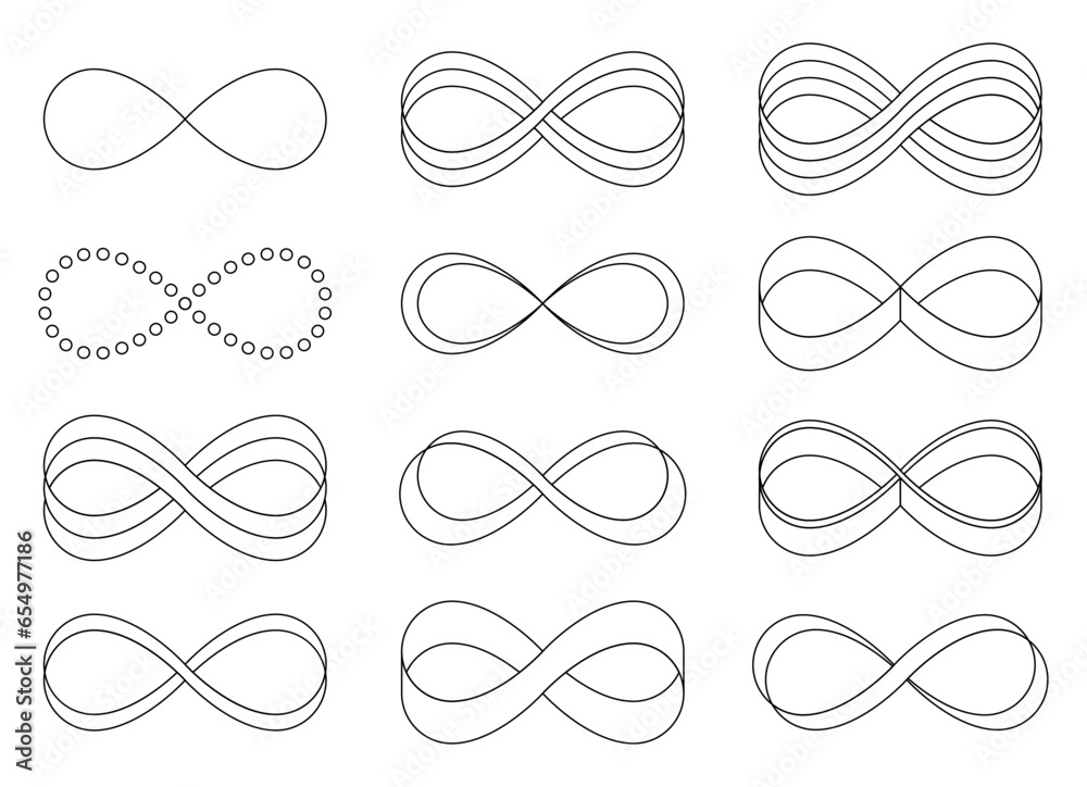 Vector infinity icons. The symbol of the unlimited in mathematics ...