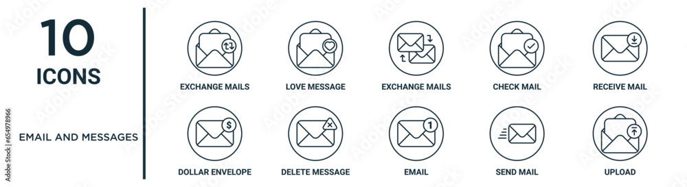 Vettoriale Stock email and messages outline icon set such as thin line ... Vettoriale Stock email and messages outline icon set such as thin line ...