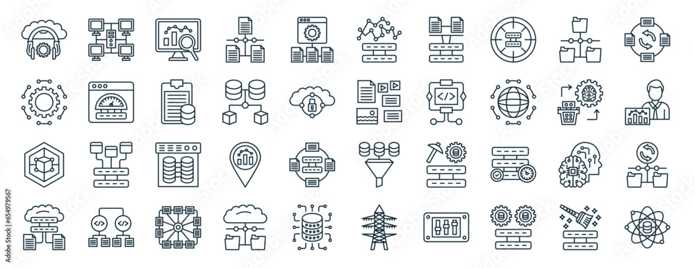 set of 40 outline web big data icons such as grid computing ...