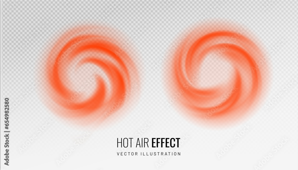 Circular hot air flow effect icon on a transparent background. Warm air ...