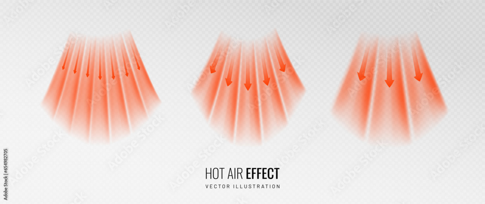 Hot air flow effect icon on transparent background. Warm air element ...