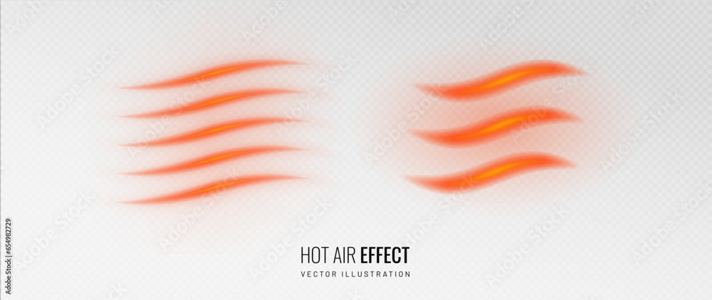 Hot air flow effect icon on transparent background. Warm air element ...