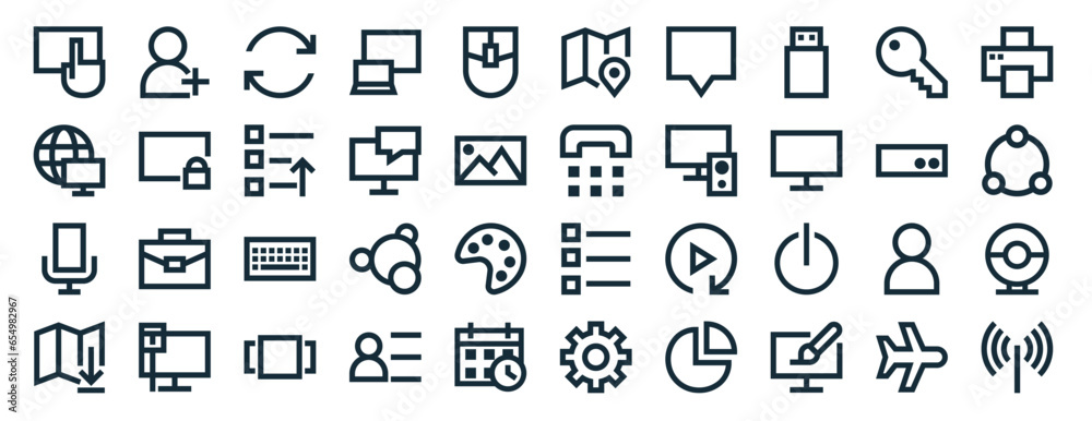 Vetor de set of 40 outline web ui icons such as user, ui, mic, maps ...
