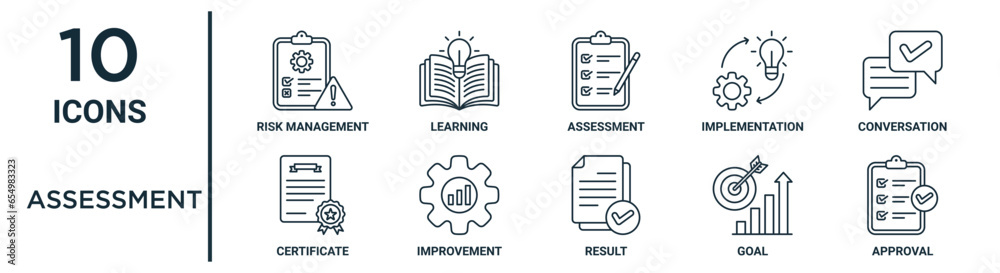 assessment outline icon set such as thin line risk management ...