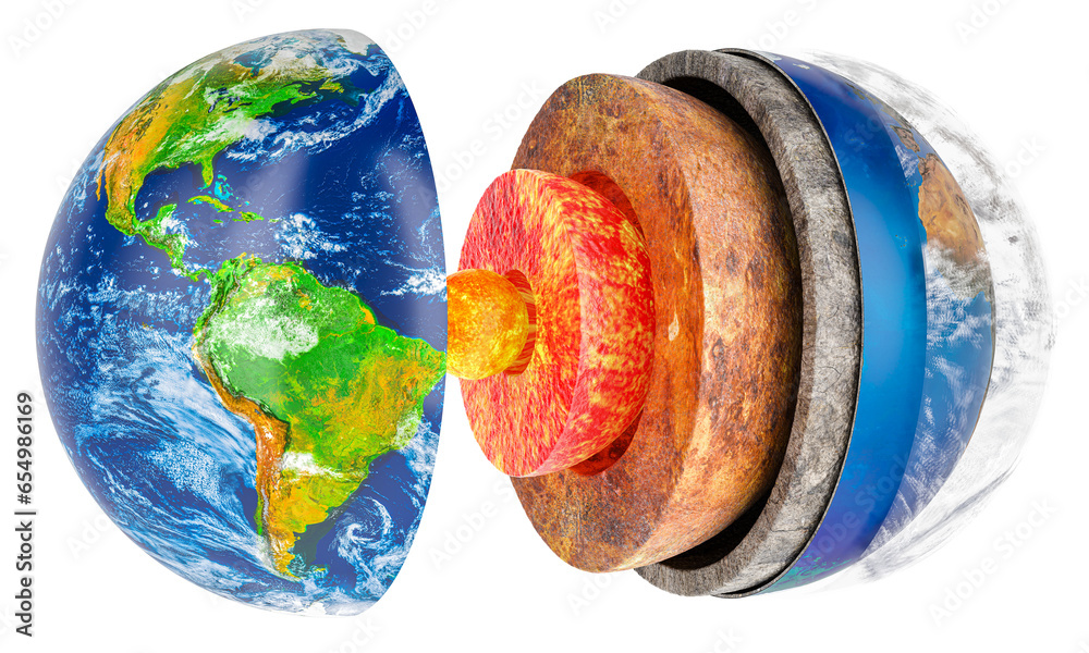 Photo & Art Print Earths layers, internal structure of Earth, cross ...
