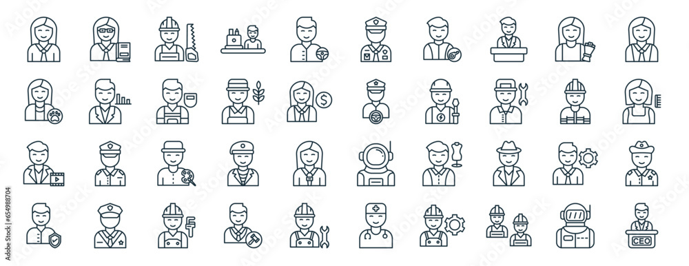 set of 40 outline web professions men diversity icons such as librarian ... set of 40 outline web professions men diversity icons such as librarian ...