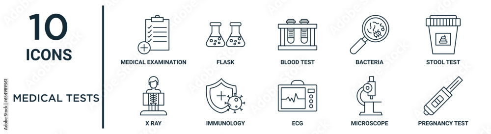 medical tests outline icon set such as thin line medical examination ...
