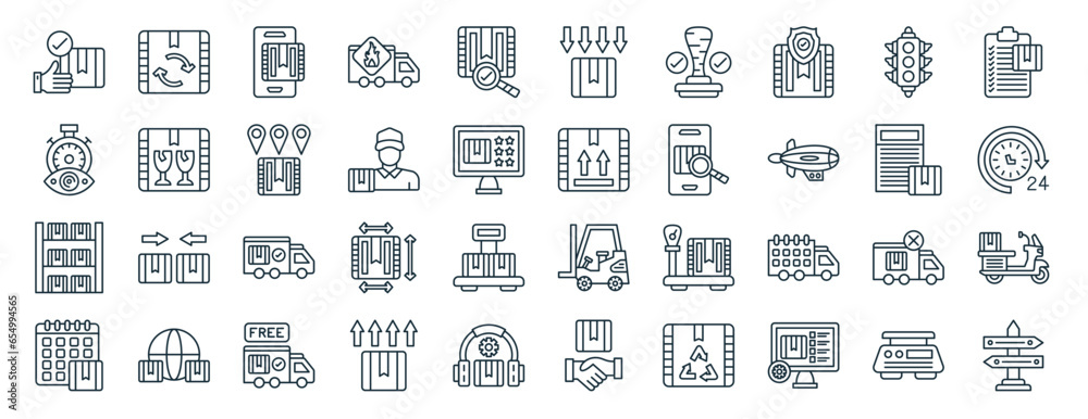 Vetor de set of 40 outline web shipping icons such as easy return, time ...